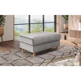 Polsterhocker OTTO HOME, B:100cm H:48cm T:65cm, grau, 100%Polyester, Hocker, "Calypso", Holzfuesse mit Metallteller