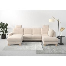 Wohnlandschaft OTTO HOME, B:314cm H:91cm T:170cm, beige, 100% Polyester, Sofas, "Summer U-Form", mit oder ohne Schlaffunktion und Bettkasten,