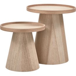 Beistelltisch Woood, B:45cm H:50cm T:45cm, beige, Wohnzimmer, Tische, "Maud aus lackiertem MDF mit konischem Standfu&szlig; &Oslash;45x50 cm", Tragkraft 15 kg,