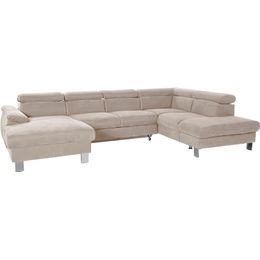 Wohnlandschaft COTTA, B:320cm, beige, Microfaser PRIMABELLE (100% Polyester);Kunstleder SOFTLUX;Feinstruktur (100% Polyester);Kunstleder