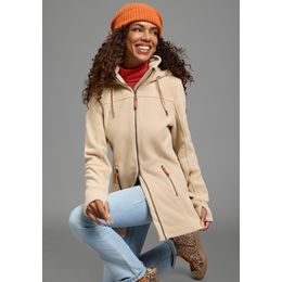 Polarino Damen Fleecejacke, beige, Gr. 44, unifarben, Fleece, Obermaterial: 100% Polyester, Jacken, aus Fleece, atmungsaktiv, schnell trocknend