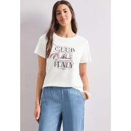 Street One Damen T-Shirtsanftes wei&szlig;, Gr. 42, bedruckt, Web, 50% Baumwolle, 50% Modal, Shirts, Jersey