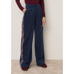 Tamaris Damen Palazzohose "mit Kontraststreifen, im modernem Look", blau, Gr. 44, unifarben mit Farbeins&auml;tzen, Obermaterial: 76% Polyester, 20%