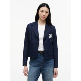 Tommy Hilfiger Damen Kurzblazer "CHINO DRESSING COTTON BLAZER"schwarz night navy, Gr. 36, unifarben, Web, Obermaterial: 100% Baumwolle. Futter: 100%