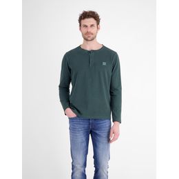 LERROS Herren Langarmshirt, gr&uuml;n, Gr. XXXL, gestreift, Web, Obermaterial: 100% Baumwolle, Shirts, mit kurzer Knopfleiste - Serafino - und feinen