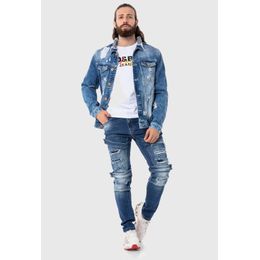 Cipo & Baxx CIPO & BAXX Herren 5-Pocket-Jeans "Cipo & Baxx Jeans", schwarz, Gr. 31, uni, Obermaterial: 98% Baumwolle CO. 2% Elasthan EL., Jeans, im destroyed Look