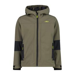 CMP Jungen Softshelljacke "KID SOFTSHELL JACKET FIX HOOD", gr&uuml;n, Gr. 116, Softshell, Obermaterial: 96% Polyester, 4% Elasthan, Jacken,
