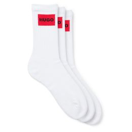 HUGO UNDERWEAR Jungen Freizeitsocken "3P QS RIB LABEL", Gr. 43, wei&szlig;, Baumwollmischung, Socken, mit kontrastfarbenen HUGO Logo