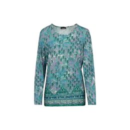 GOLDNER Damen Print-Shirt "Kurzgr&ouml;&szlig;e Langarmshirt mit Rundhalsausschnitt", gr&uuml;n, Gr. 22, Obermaterial: 95% Viskose CV. 5% Elasthan EL., Shirts,