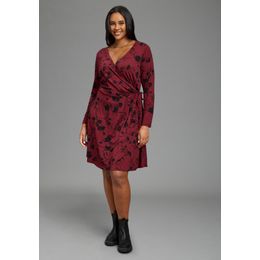 Damen Wickelkleid "Gro&szlig;e Gr&ouml;&szlig;en", rot, Gr. 50, LAURA SCOTT CURVE, gebl&uuml;mt, Jersey, Obermaterial: 95% Viskose, 5% Elasthan, Kleider, in gro&szlig;en Gr&ouml;&szlig;en,