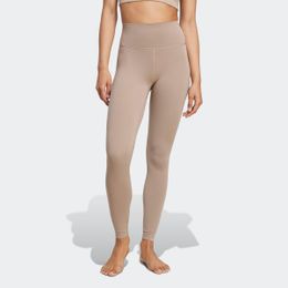 Damen Trainingstights "ALL ME 7/8-LEGGINGS", beige, Gr. L, adidas Performance, Obermaterial: 79% Polyester, 21% Elasthan, Hosen