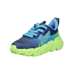 GEOX M&auml;dchen Sneaker "Geox Sneaker Lederimitat/Textil", Gr. 33blau, lime, Lederimitat, Textil, Schuhe
