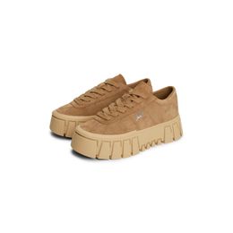 TOMMY JEANS Damen Plateausneaker "TJW PLATFORM SNEAKER SUEDE", Gr. 40hellbraun, Veloursleder, Schuhe, Freizeitschuh, Halbschuh, Schn&uuml;rschuh mit