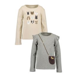 BLUE SEVEN M&auml;dchen Langarmshirtmultipack 1, Gr. 122, bedruckt, unifarben, Single Jersey, Obermaterial: 100% Baumwolle, Shirts, Baumwolle