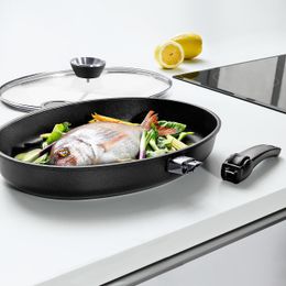 AMT Fischpfanne aus Aluguss f&uuml;r Induktion inkl. Glasdeckel