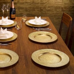 Glas-Platzteller, Metallic-Effekt, gold, 6er-Set