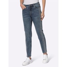 Heine Witt Damen 5-Pocket-Jeans mit Glitzersteinchen, blue-stone-washed, Gr&ouml;&szlig;e 38
