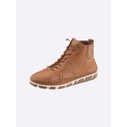 Gemini Damen Stiefelette mit elastischen Schn&uuml;rsenkeln, cognac, Gr&ouml;&szlig;e 41