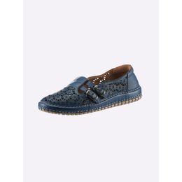 Gemini Damen Slipper, Blau, Gr. 36, Mokassins & Slippers, Material: Leder