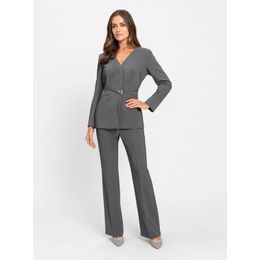 Heine Damen Hosenanzug, Grau, Gr. 50, Hosenanz&uuml;ge, Material: Polyester