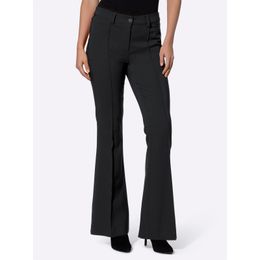 Heine Damen Stretch-Hose, Schwarz, Gr. 40, Weite Hosen, Material: Polyester