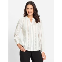Heine Damen Spitzenbluse, Natur, Gr. 36, Blusen langarm, 100% Baumwolle