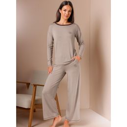 Damen Lyocell-Hausanzug, Braun, Gr. 36/38, CREATION L PREMIUM, Hausanz&uuml;ge, Material: Lyocell TENCEL
