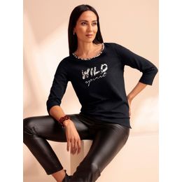 Heine Damen 3/4-Arm-Shirt, Schwarz, Gr. 40, 3/4 Arm Shirts, Material: Baumwolle
