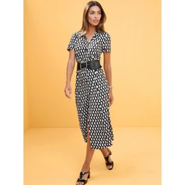 Heine Druckkleid, Schwarz, Gr. 42, Damen, Strandkleider, Material: Viskose