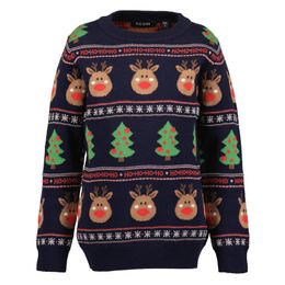 Blue Seven Jungen Weihnachtspullovernachtblau, Gr. 104, Jacquardmuster, Strick, Obermaterial: 100% Baumwolle, Pullover, Baumwolle