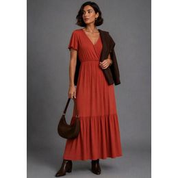Laura Scott Damen Maxikleid langer Schnitt, f&uuml;r entspannte Tage, aus Shirtware, mit Fl&uuml;gel&auml;rmeln rot 42, N-Gr