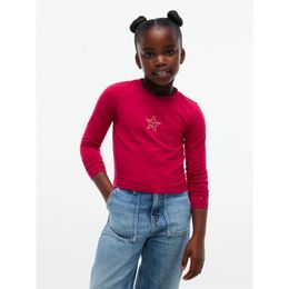 Tommy Hilfiger M&auml;dchen Langarmshirt &raquo;STUD STAR FITTED TEE LS&laquo; Glitzer-Druck, Baumwoll-Mix, Kinder bis 16 Jahre 8 (128)