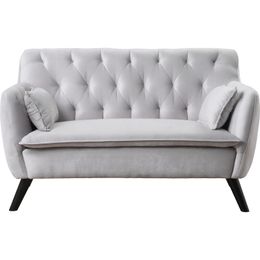 OTTO home 2-Sitzer &raquo;Janna&laquo; inklusive 2 Zierkissen grau B/H/T: 132cm x 82cm x 80cm, Samtstoff