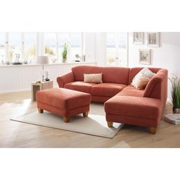 OTTO home Ecksofa &raquo;Gotland L-Form&laquo; wahlweise mit Sitztiefenverstellung + Bettkasten orange Struktur (100% Polypropylen);Luxus-Microfaser ALTARA NUBUCK