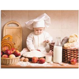 Artland Wandbild &raquo;K&uuml;che Junge Kind Backen&laquo; 1 Stk. tlg. als Alubild, Leinwandbild, Poster in verschied. Gr&ouml;&szlig;en braun B/H/T: 80cm x 60cm, Alu-Dibond-Druck 