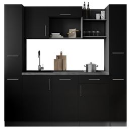 respekta K&uuml;che &raquo;Oliver&laquo; zerlegt, wahlweise mit Mikrowelle, mit Soft Close, Breite 205 cm schwarz B/H/T: 205cm x 205cm x 60cm, ohne Mikrowelle