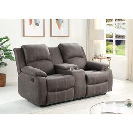 OTTO home 2-Sitzer &raquo;Cicero, Lederoptik, Kinosofa, man. Relaxfunktion, TV-Sessel, B: 173cm&laquo; 2 Getr&auml;nkehalter und Staufach, Federkern, extra bequem grau