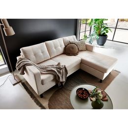 OTTO home Ecksofa &raquo;Tea L-Form&laquo; Ecksofa, frei im Raum stellbar und Recamiere beidseitig montierbar beige B/H/T: 189cm x 81cm x 150cm, Cord