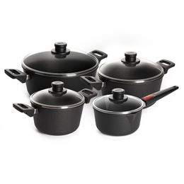 Woll Topf-Set &raquo;MADE IN GERMANY - Nowo Titanium&laquo; Set, je 1 Kochtopf 20/24/28 cm, 1 Stielkasserolle 18 cm, 8 Stk. tlg. Aluminiumguss schwarz 