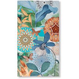 HIP Strandtuch &raquo;Zephir&laquo; 100% Baumwolle, Velours, 100x180, Weich, Strand, Mandala, Blumen, Gr&uuml;n blau Frotteevelours, Velours B/L: 100cmx180cm, 1 Stk., 