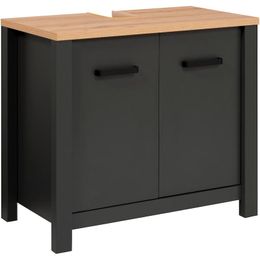 Inter Link Waschbeckenunterschrank &raquo;Pienza, Badm&ouml;bel, Siphon Ausschnitt, Wasserabweisend, 70 x 40 x 63 cm&laquo; 1 Stk. tlg. Unterschrank mit Softclose, verstellbarer 