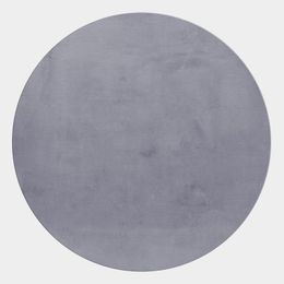 Ayyildiz Teppiche Hochflor-Teppich &raquo;POUFFY 5100 , auch als L&auml;ufer und Rund&laquo; rund 20 mm H&ouml;he L&auml;ufer, weicher glatter Softflor, Kaninchen Fell Haptik, waschbar grau 