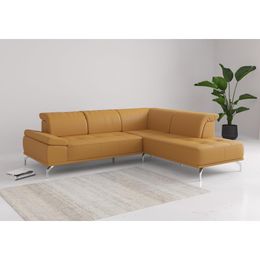 OTTO home Ecksofa &raquo;Caluna&laquo; Inkl.Sitztiefenverstellung, wahlweise mit Kopf- und Armteilverstellung gelb B/H/T: 274cm x 81cm x 235cm, NaturLEDER Stoff, 