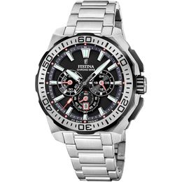 Festina Herren Chronograph &raquo;Chrono Bike 2025&laquo; Quarzuhr, Armbanduhr, Herrenuhr, Edelstahlarmband, analog, Tag silber Einheitsgr&ouml;&szlig;e
