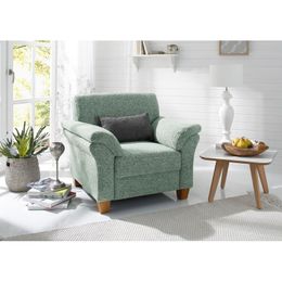OTTO home Sessel &raquo;Borkum, B: 101 cm, Federkern-Polsterung, komfortable Sitzh&ouml;he 46 cm&laquo; Frei im Raum stellbar, Massivholzf&uuml;&szlig;e, wohnliches Design gr&uuml;n 