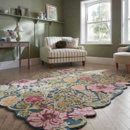 FLAIR RUGS Wollteppich &raquo;Daphne Floral, 100% Wolle&laquo; rechteckig 10 mm H&ouml;he organischen Blumenmotive, Wohnzimmer, Schlafzimmer, Esszimmer bunt Wolle B : 