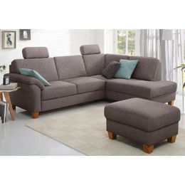 OTTO home Ecksofa &raquo;Borkum L-Form, B: 249 cm - OTTO. Verl&auml;ssliche Qualit&auml;t.&laquo; optional mit Schlaffunktion, Eckcouch mit Federkern braun Struktur (100% 