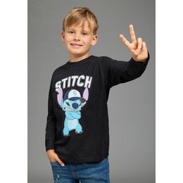 Kidsworld Jungen Kidsworld Langarmshirt &raquo;STITCH Shirt f&uuml;r Jungen, Disney&laquo; Disney-Shirt, modischer Stil, Basic-Passform, mit Rundhalsausschnitt schwarz