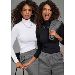 Laura Scott Damen Body Packung, 2er-Pack, im 2er-Pack, aus elastischer Baumwollmischung, mit Rollkragen 46, N-Gr
