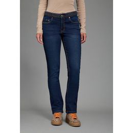Arizona Damen Gerade Jeans &raquo;mit Jeansg&uuml;rteloptik&laquo; Straight-Fit, gerader Beinverlauf, normale Leibh&ouml;he blau 46, N-Gr
